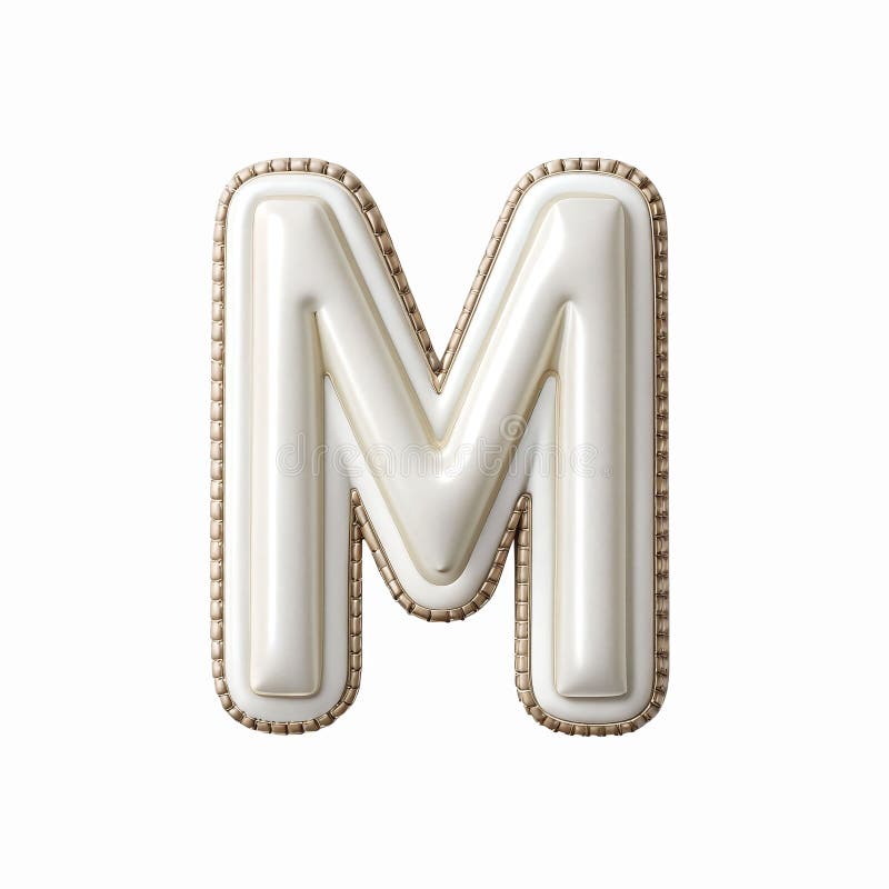 Glossy White Letter M 3D Design with Decorative Elements and ...