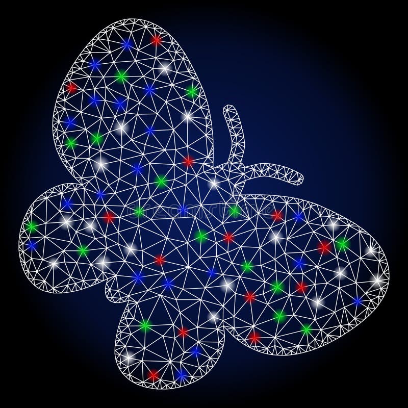 Bright Mesh Wire Frame Butterfly with Flash Spots Stock Illustration ...