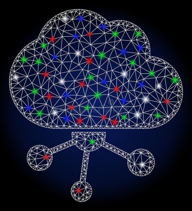 Flare Mesh Wire Frame Cloud Network with Flare Spots Stock Illustration ...