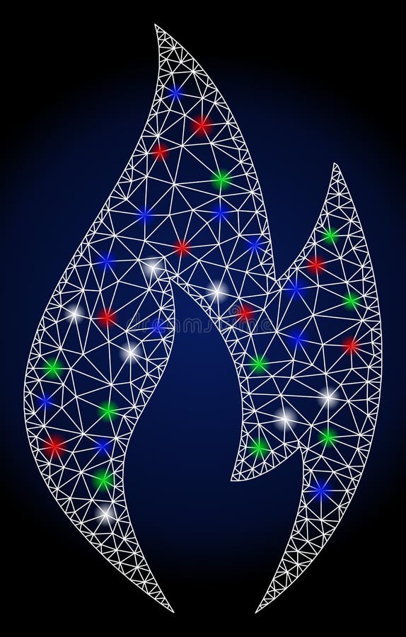 Glossy Mesh Wire Frame Fire Flame with Flare Spots Stock Illustration ...