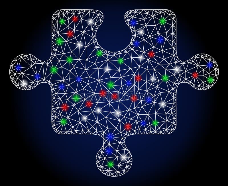 Glowing Mesh 2D Puzzle Piece with Flare Spots Stock Illustration ...