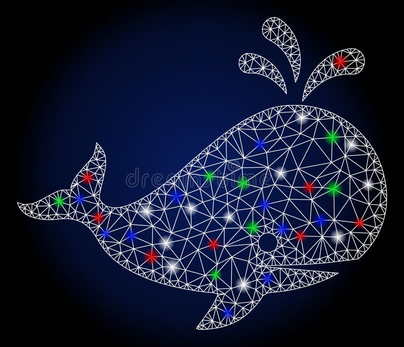 Glowing Mesh Carcass Whale with Flash Spots Stock Illustration ...