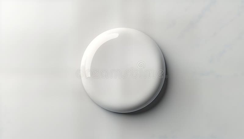 Glossy White Round Badge. Empty Blank Circle Button. Realistic Metallic ...