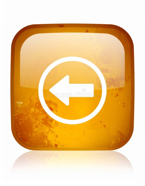 Glossy Yellow Back Arrow Button Icon Stock Illustration - Illustration ...