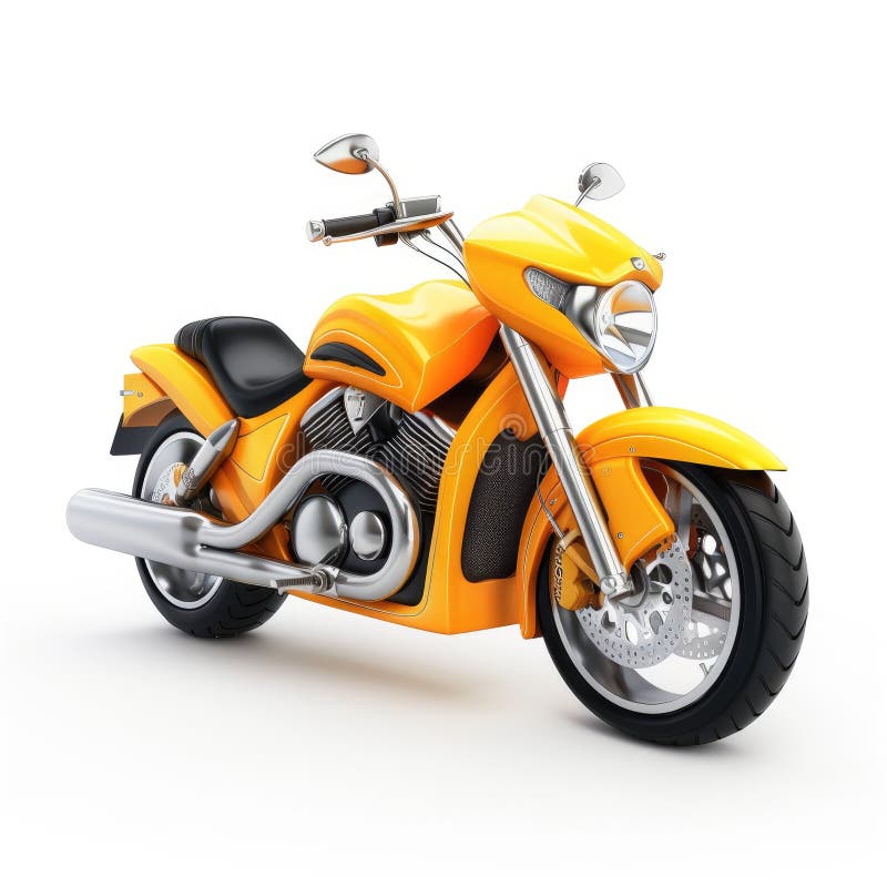 Stylish Yellow Chopper Motorcycle, Powerful Engine and Chrome Details ...