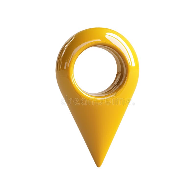 Glossy Yellow 3D Map Pointer Location Icon Design Digital Rendering ...