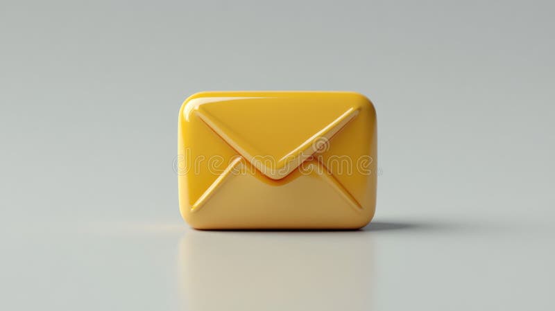 Glossy Yellow Email Envelope Icon Representing Communication and ...
