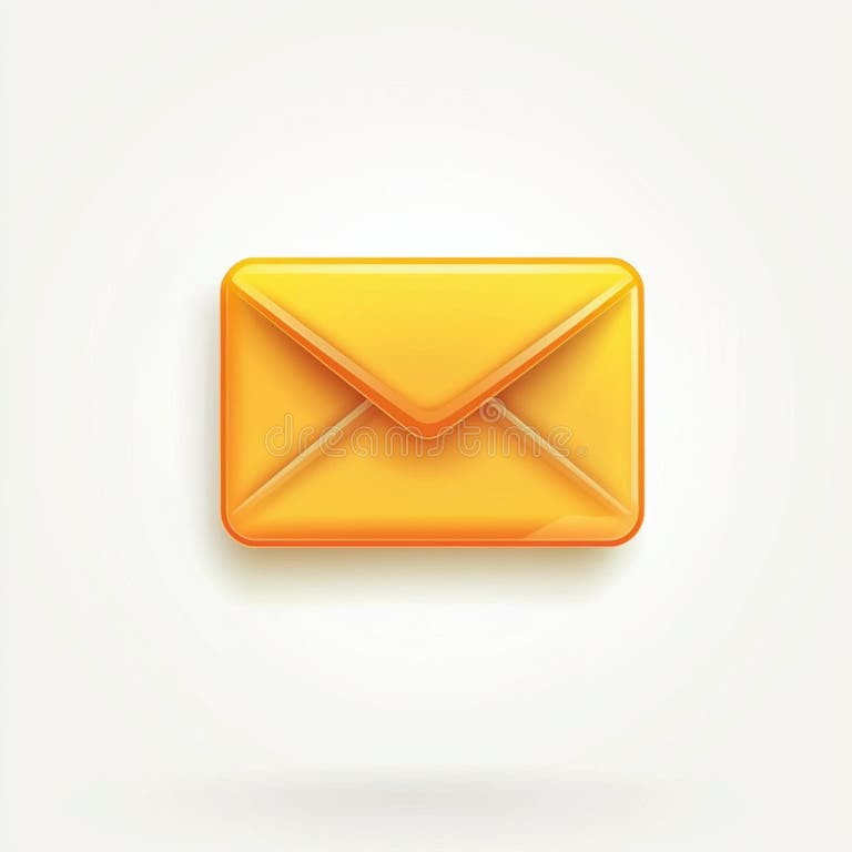 Glossy Yellow Envelope Icon: Digital Communication, Email Message, and ...