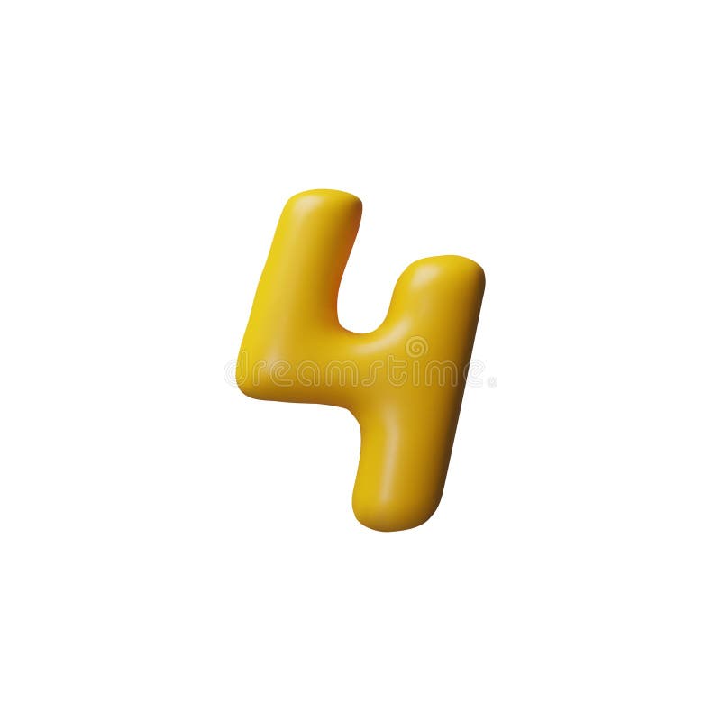 Glossy Yellow Number Four 3D Vector Icon, Volume Numeric Symbol 4 from ...