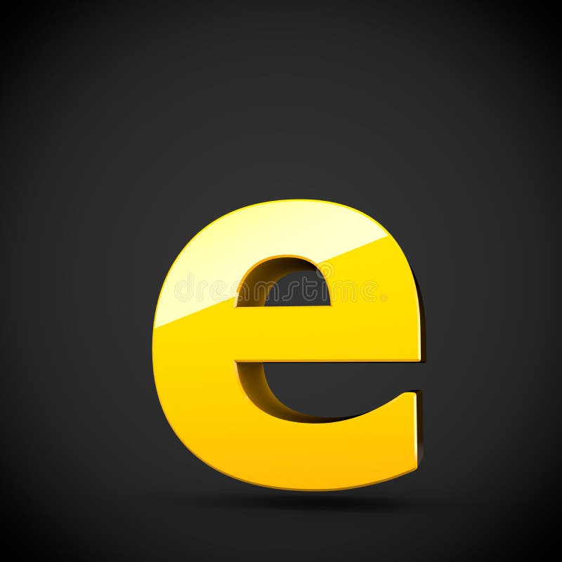 Glossy Yellow Paint Letter E Lowercase with Softbox Reflection Stock ...