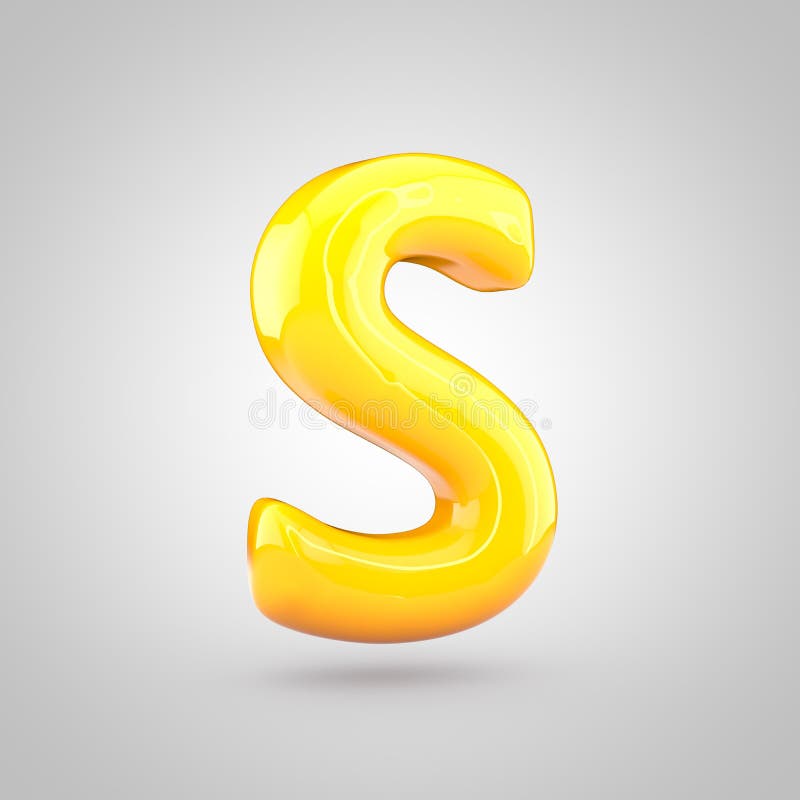 Glossy Yellow Paint Letter S Uppercase Stock Illustration ...