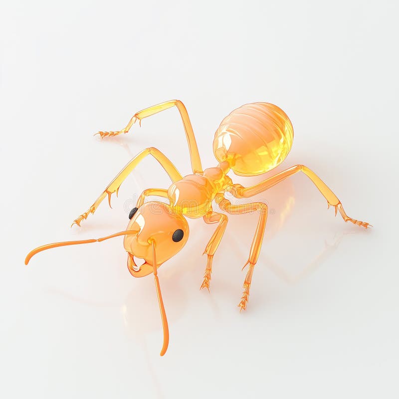 A Glossy Yellow Plastic Ant Against a White Backdrop. Stock ...