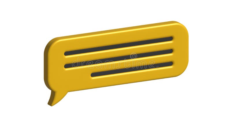 Glossy Yellow Speech Bubble, Dialogue, Messenger Shape. 3D Render ...