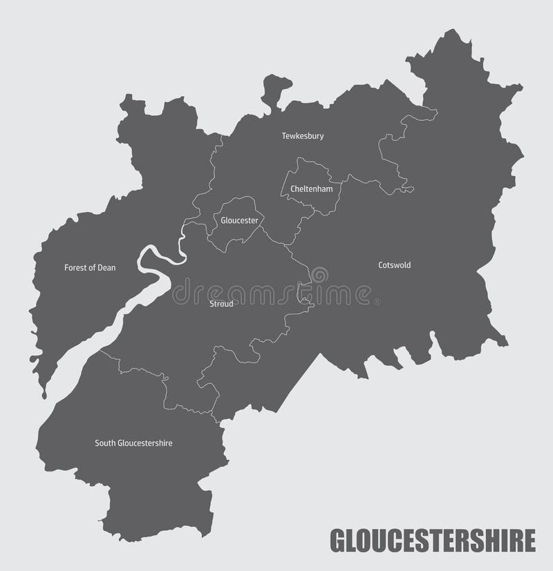 Gloucestershire County Administrative Map Stock Vector - Illustration ...