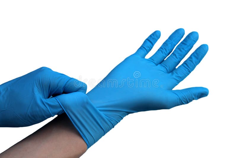 Hands In Gloves Holding A Protective Mask Stock Image Image Of