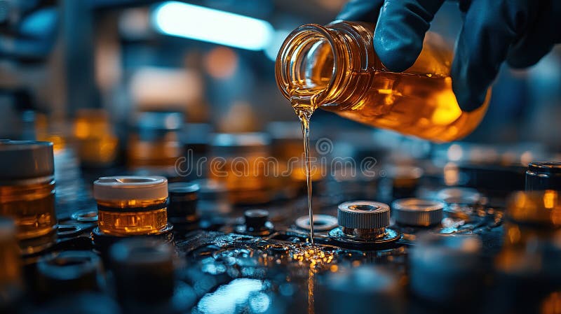 Amber Liquid Precision Pouring: Industrial Process Stock Illustration ...
