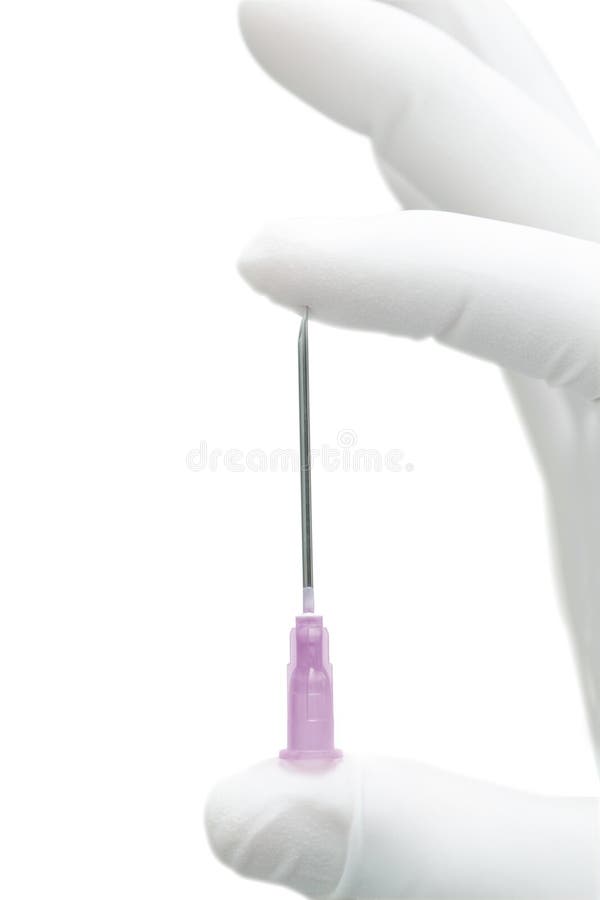 Gloved Hand Compressing a Sharp Needle. Stock Photo - Image of aids ...