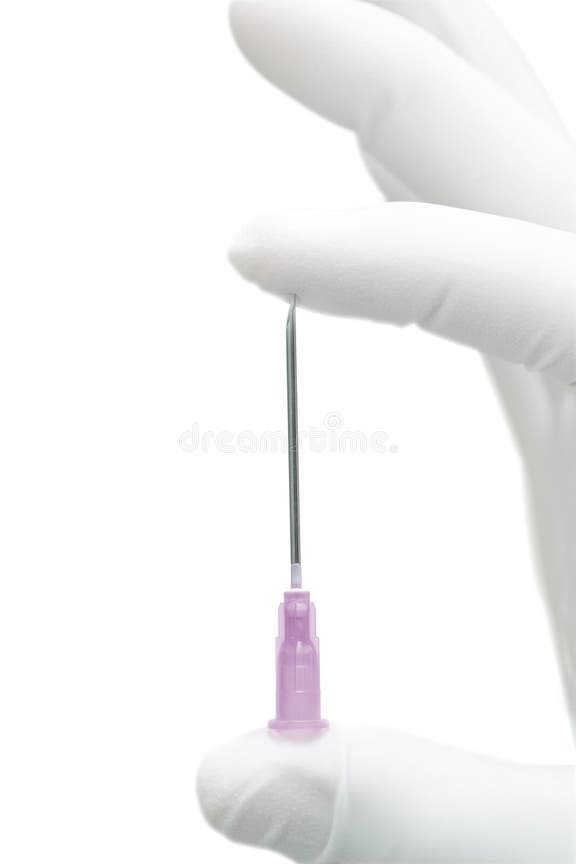 Gloved Hand Compressing a Sharp Needle. Stock Photo - Image of aids ...