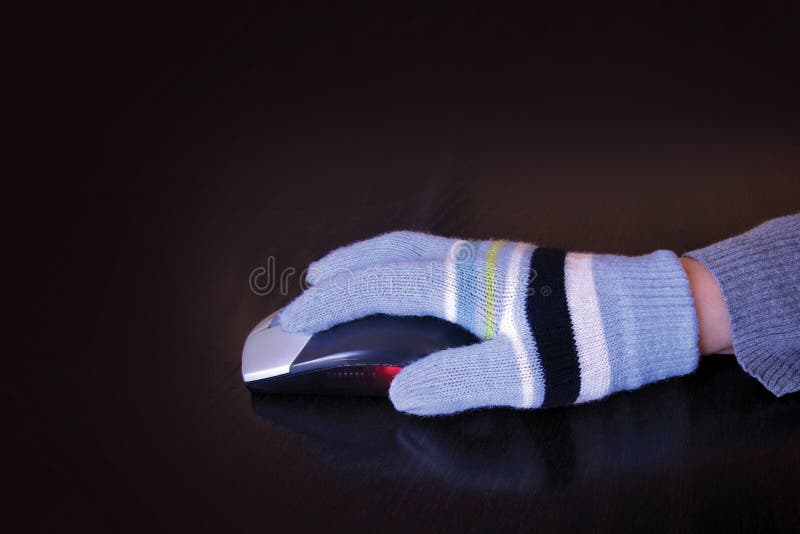 Gloved Hand on a Computer Mouse Stock Image - Image of wireless, office ...