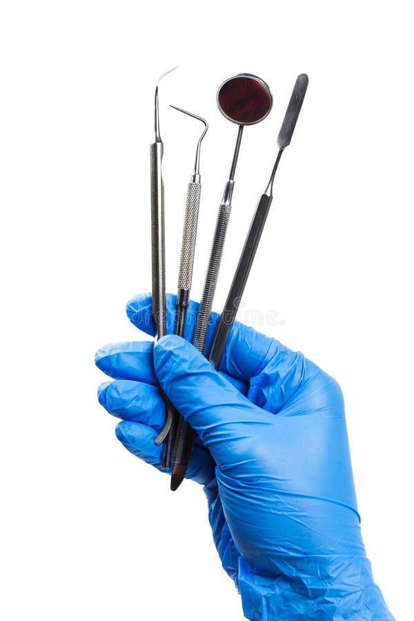 Gloved Hand with Dental Instrument Stock Photo - Image of closeup, tool ...
