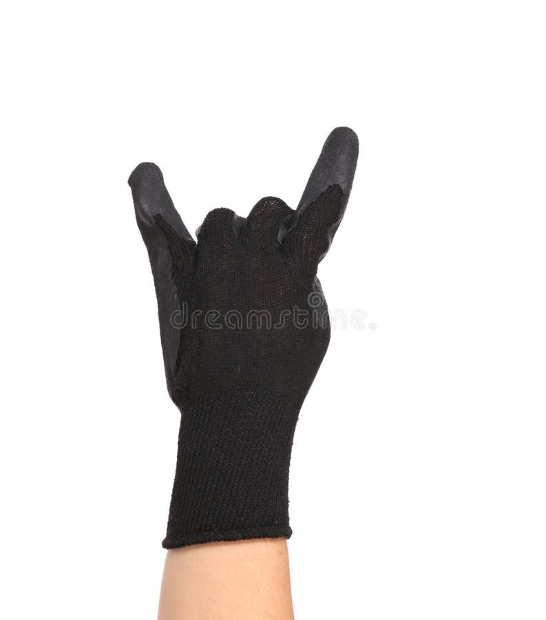 Gloved Hand Giving the Rock and Roll Sign. Stock Image - Image of ...