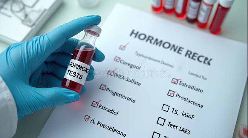 Gloved Hand Holding Blood Sample in Laboratory for Hormone Testing ...