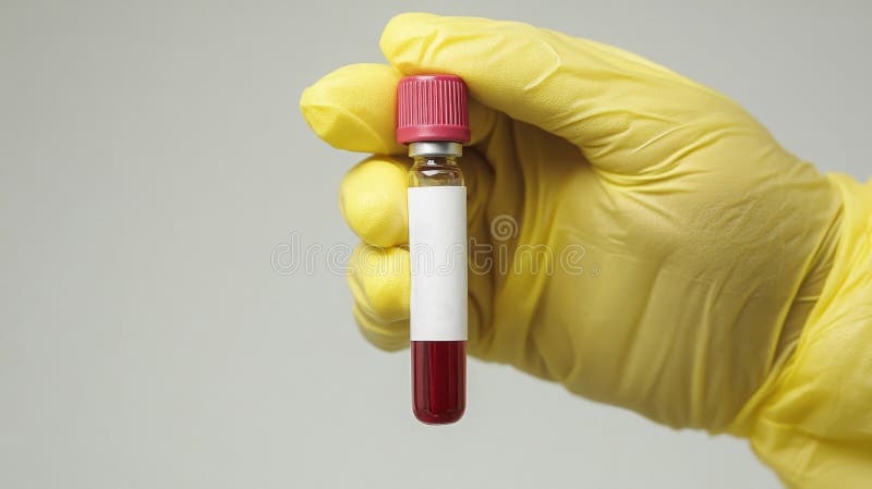 Gloved Hand Holding a Blood Sample Vial Stock Illustration ...