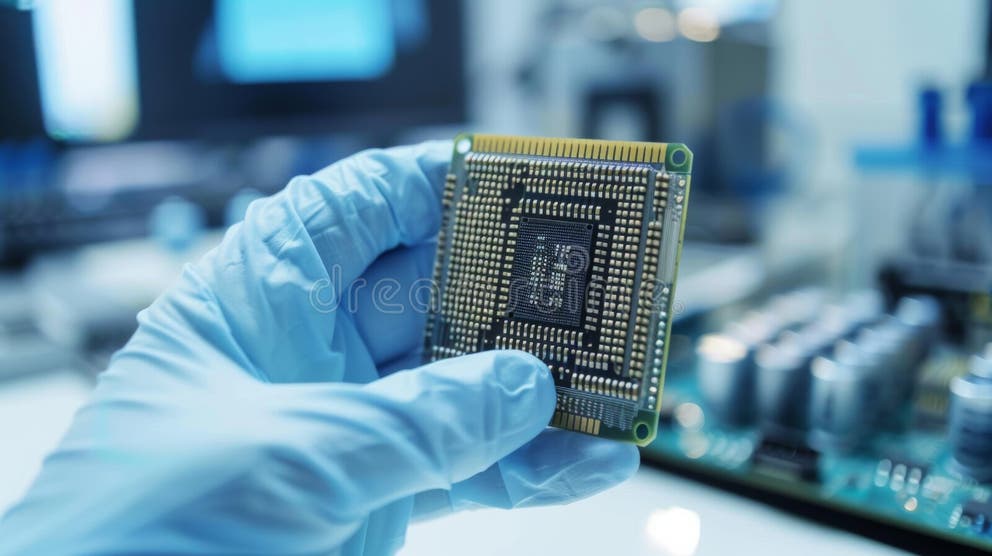 A Hand Holding Microprocessor Chip. AI Generated Stock Photo - Image of ...