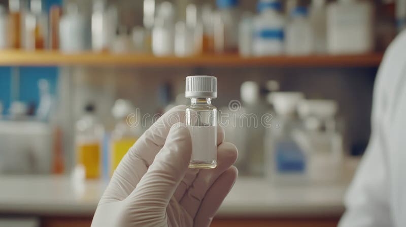 Gloved Hand Holding Small Unlabeled Laboratory Vial Stock Illustration ...