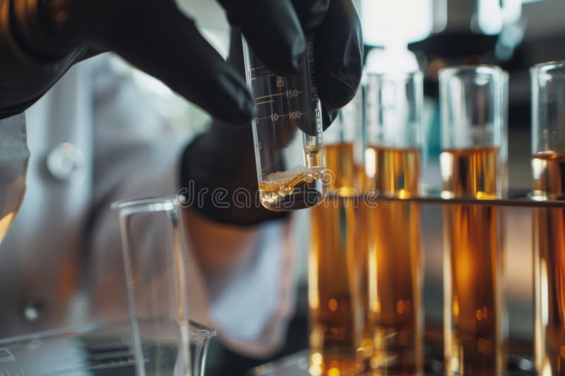 Gloved Hand Holding a Test Tube in the Lab Stock Photo - Image of ...