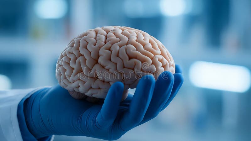 Gloved Hand Holds Detailed Brain Model Under Lab Lights, Breakthroughs ...