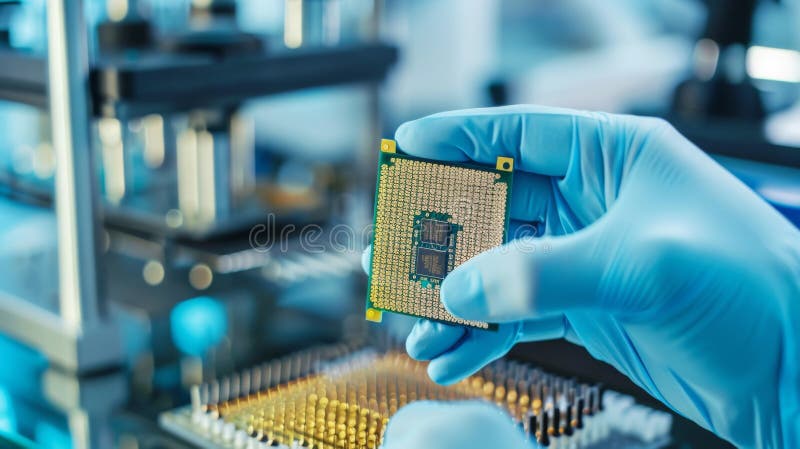 Close-up of a Microchip in Laboratory. AI Generated Stock Image - Image ...