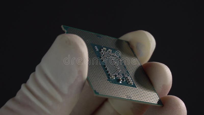 Processor or Microchip and Electronic Signals on Motherboard Circuit ...