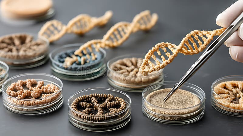 Gloved Hand Manipulating a 3D Printed DNA Model in a Scientific ...