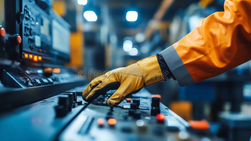 Gloved Hand Operating Industrial Control Panel Stock Illustration ...