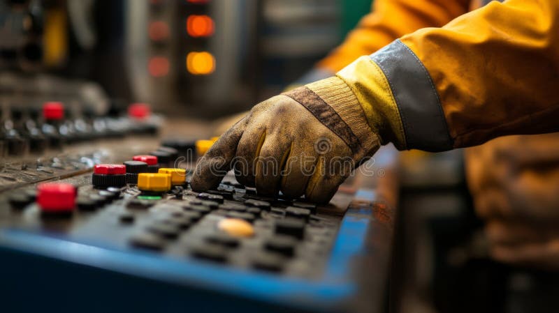 Gloved Hand Operating Industrial Control Panel Stock Illustration ...