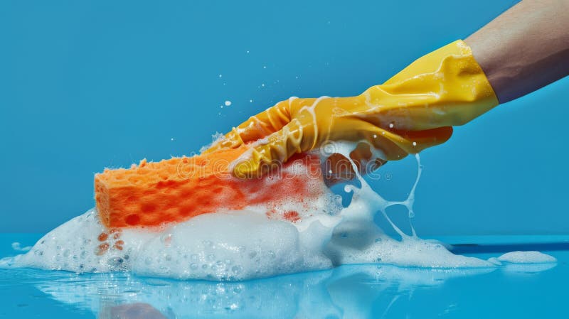Hand Scrubbing with Sudsy Sponge. AI Generated Stock Photo - Image of ...