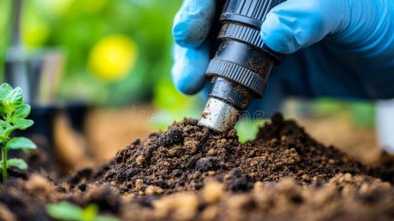 Gloved Hand Using a Soil Testing Device Stock Photo - Image of control ...