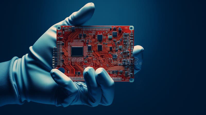 Gloved Handling of Advanced AI Computer Circuits Stock Illustration ...