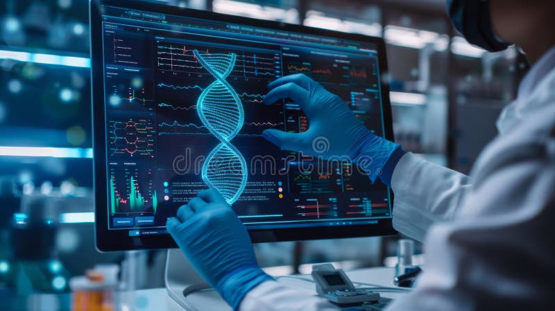 Scientist Analyzing DNA Sequences. AI Generated Stock Image - Image of ...