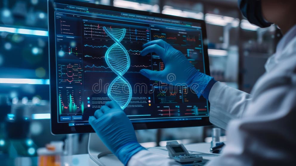 Scientist Analyzing DNA Sequences. AI Generated Stock Image - Image of ...