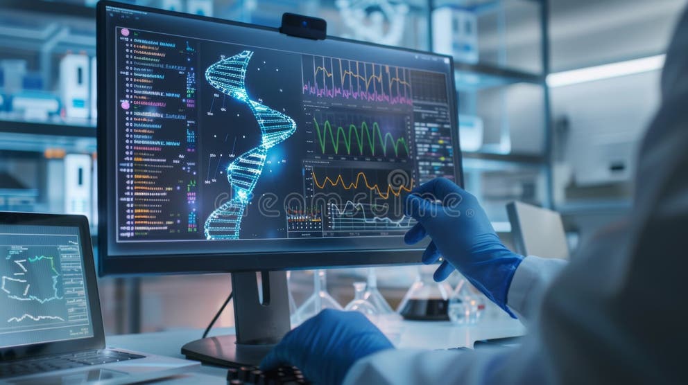 Researcher Analyzing Genetic Data. AI Generated Stock Photo - Image of ...