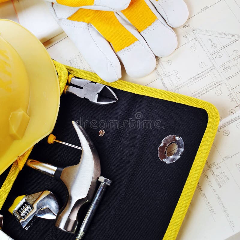 Gloves and drawings stock photo. Image of architecture - 13308342