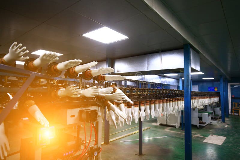 Gloves Factory Production Workshop and Mechanical Equipment Stock Image ...