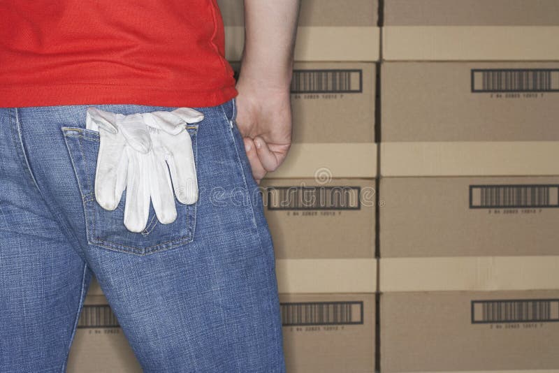 Gloves Hanging from Back Pocket Stock Photo - Image of goods, gloves ...