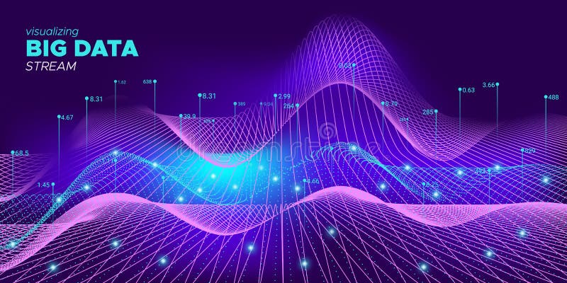 Glow Big Data Screen. Violet Particle Matrix Stock Illustration ...