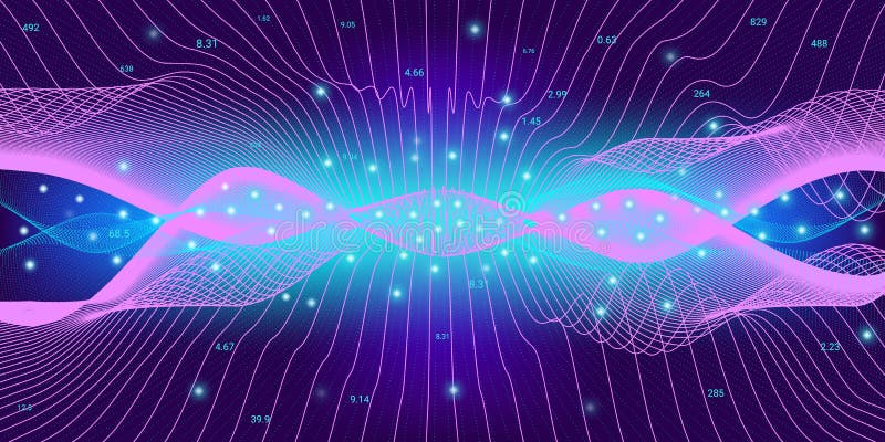 Glow Big Data Stream. Purple Statistic Complexity Stock Vector ...