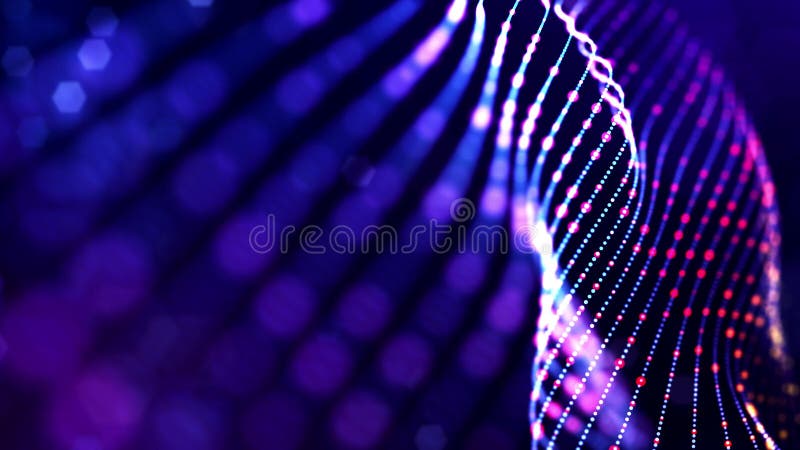 Glow Blue Particles Form Lines, Surfaces, Complex String Structures in ...