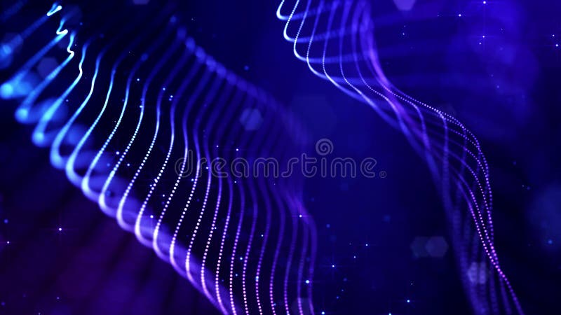 Glow Blue Particles Form Lines, Surfaces, Complex String Structures in ...