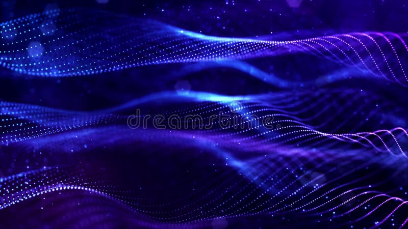 Glow Blue Particles Form Lines, Surfaces, Complex String Structures in ...